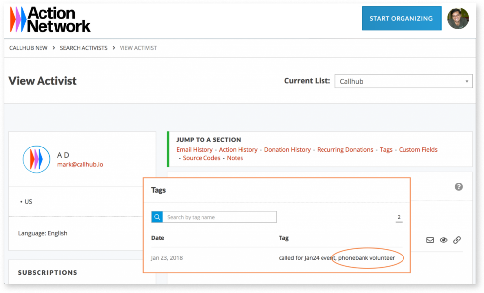 Cloud Calling & Texting campaigns on Action Network Integration | CallHub